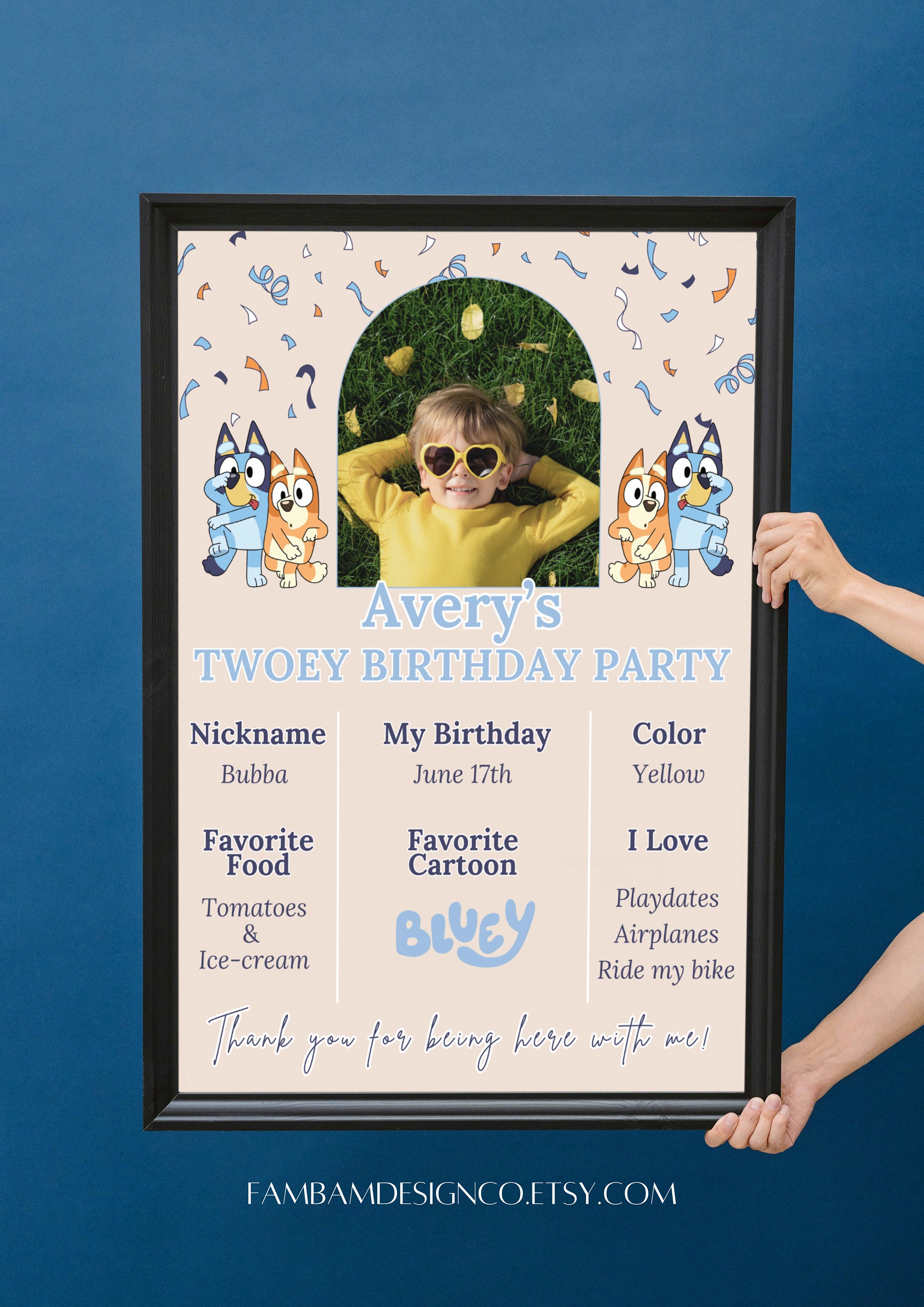 Bluey Birthday Party Poster With Picture Milestone Poster Any Age Bluey ...