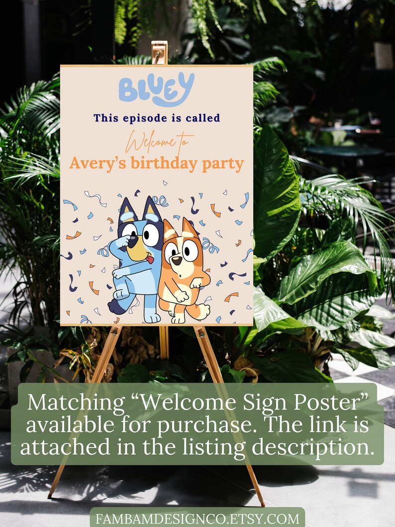 Bluey Birthday Party Poster With Picture Milestone Poster Any Age Bluey ...