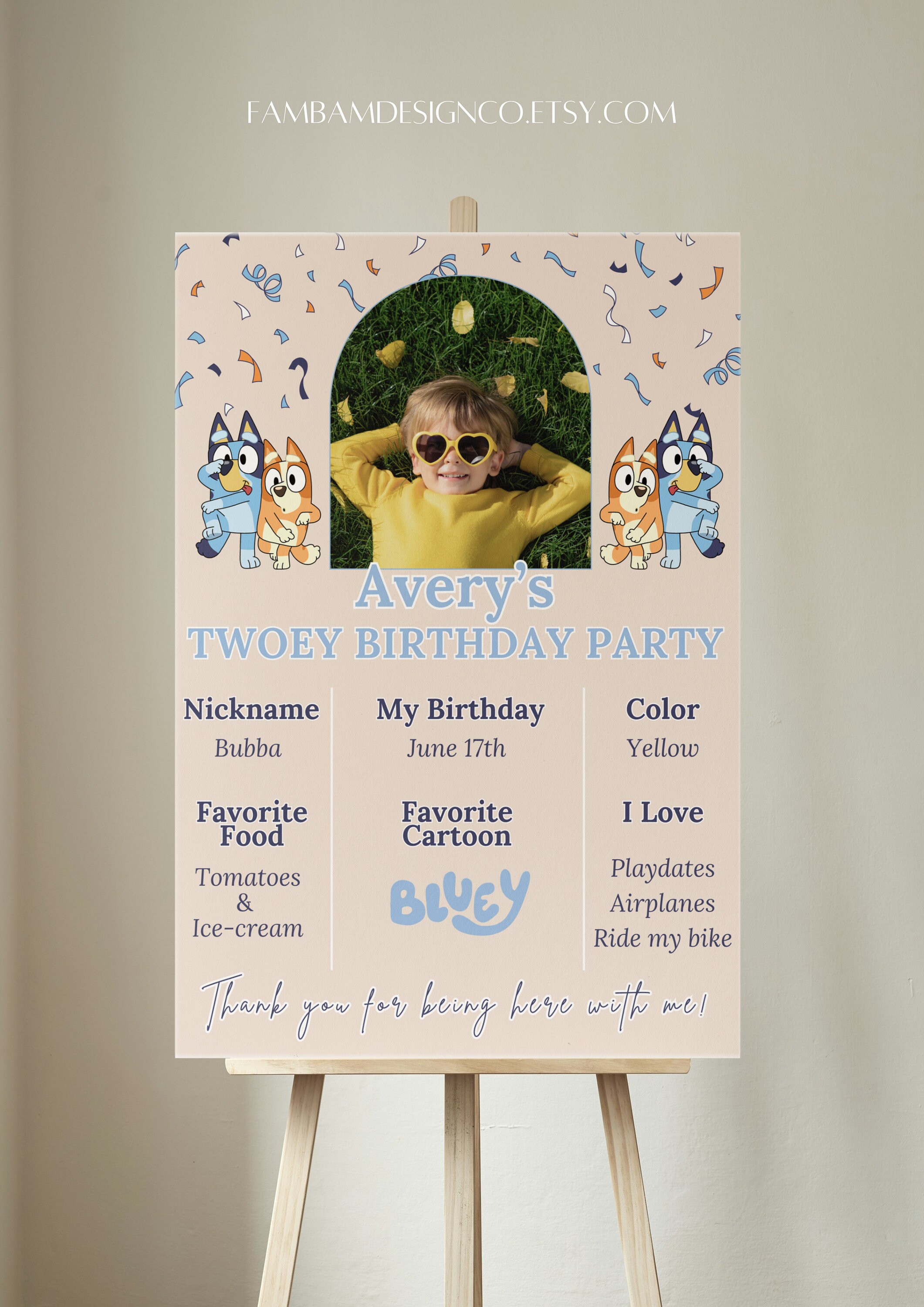 Bluey Birthday Party Poster With Picture Milestone Poster Any Age Bluey ...