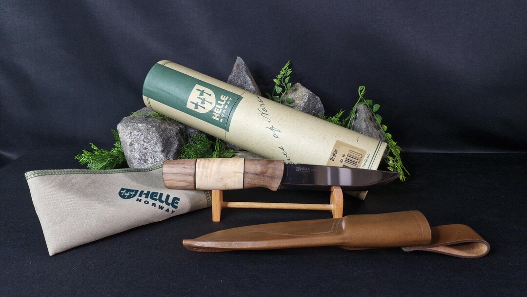 Brakar Triple Laminated Stainless Steel Knife, Curly Birch/leather ...