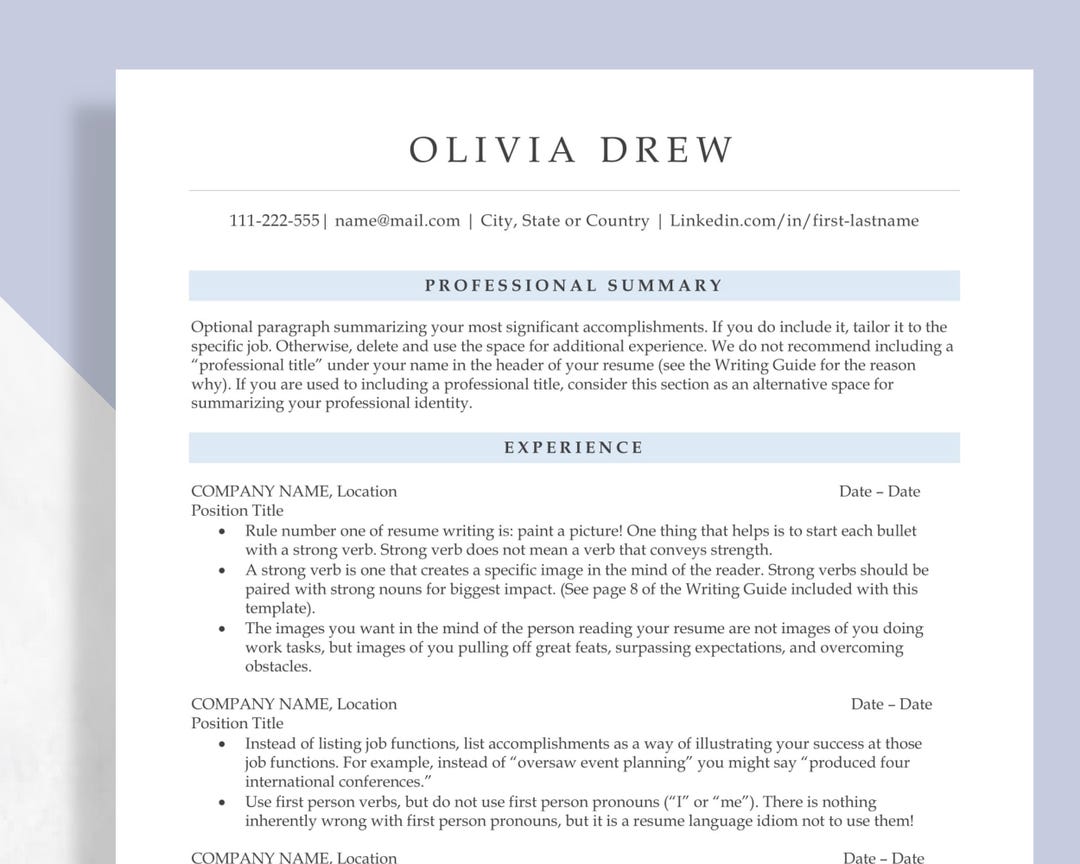 Editable Resume Template Multiple Formats - Etsy