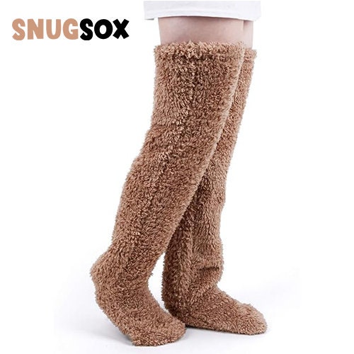 Knee High Fluffy Alpaca Christmas Socks, Fuzzy Christmas Socks, Heated ...