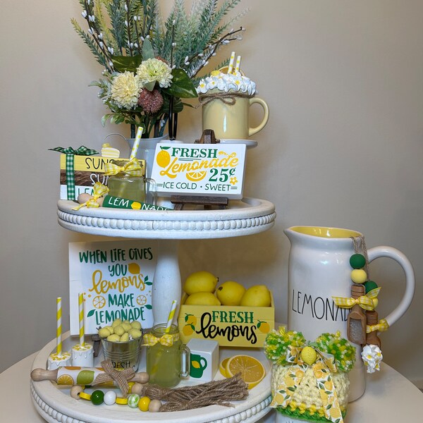 Lemon Tiered Tray Decor - Etsy Canada