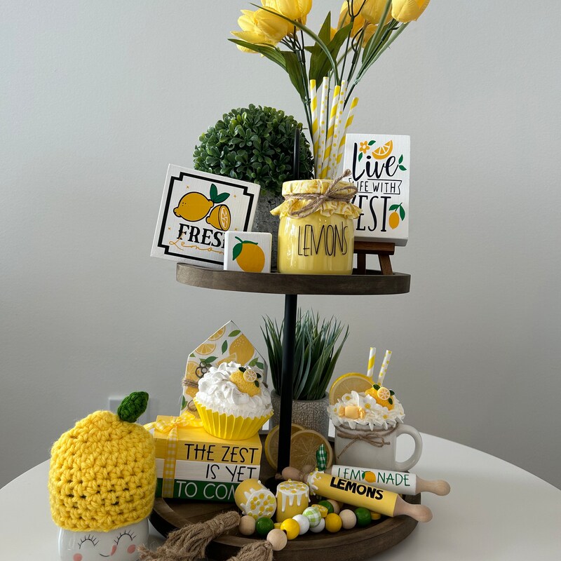 Lemon Tiered Tray Decor - Etsy Canada