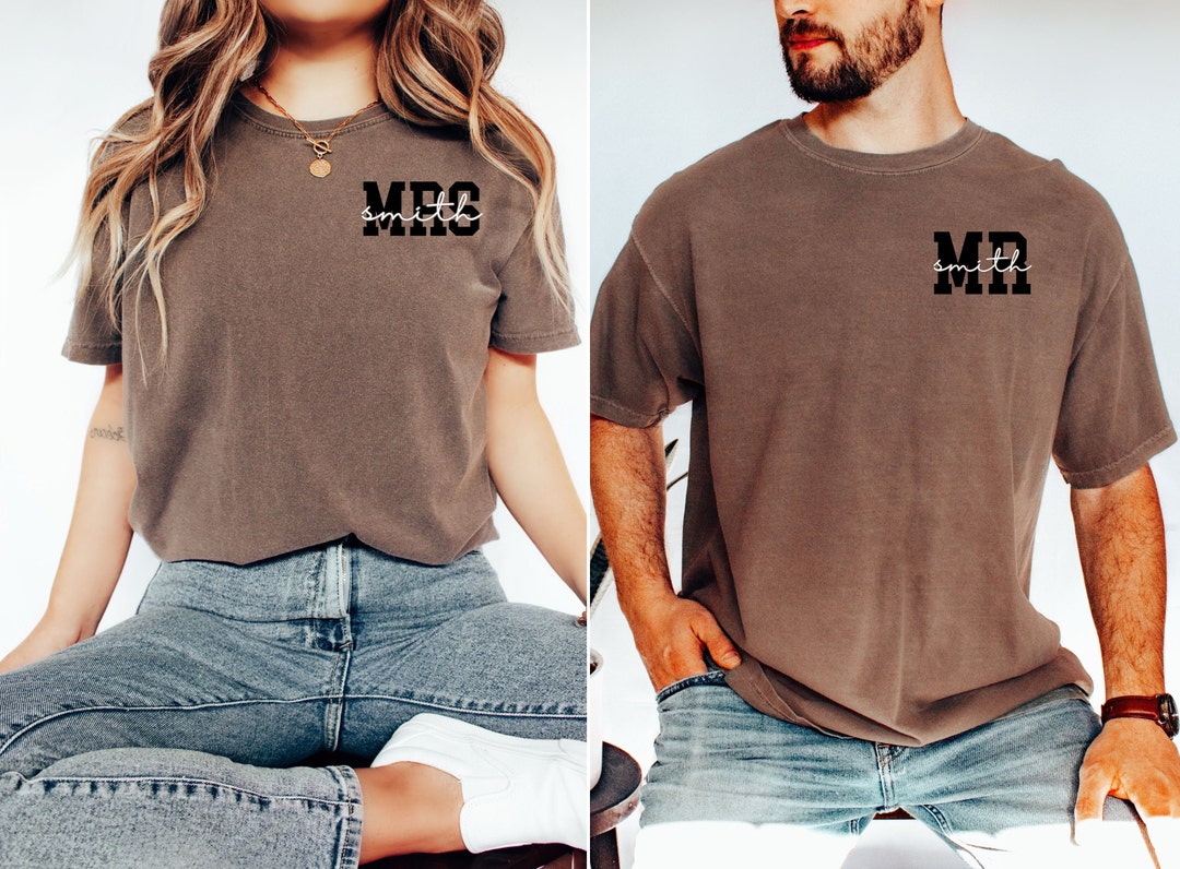 Personalized Custom Mr & Mrs T Shirts Unisex Honeymoon Shirts Matching Couples Mr and Mrs Shirts ...