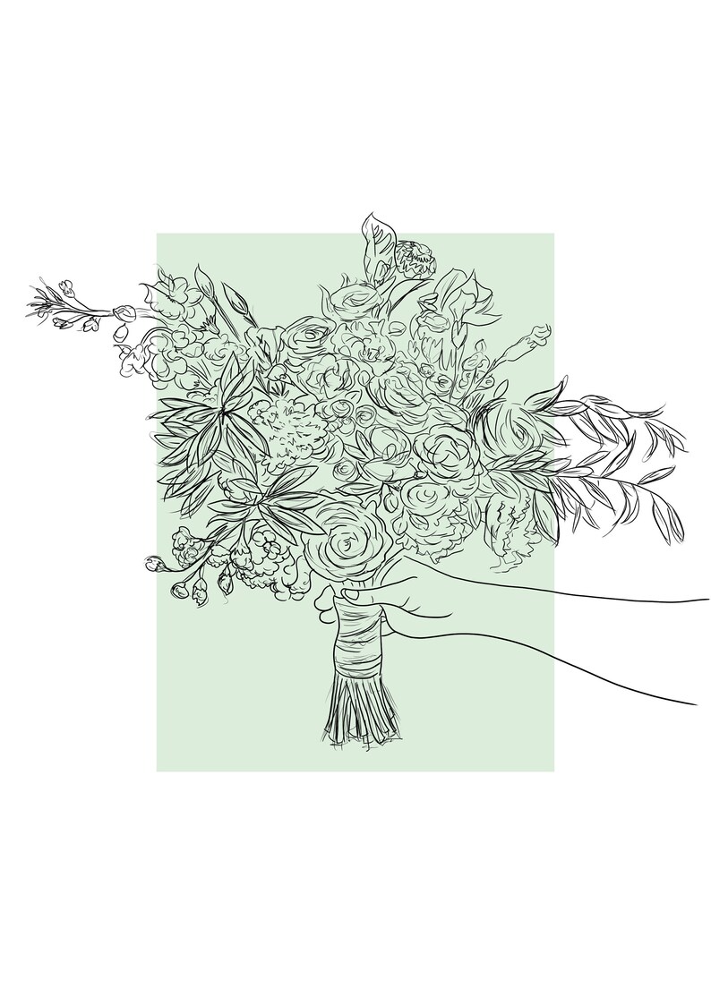 Wedding Bouquet Drawing Illustration - Etsy