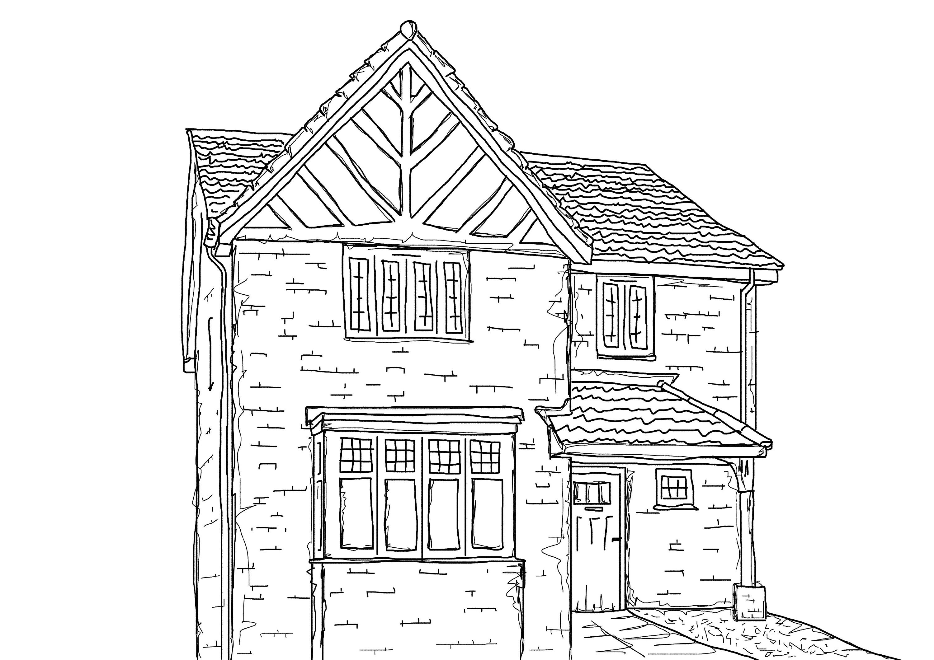 Custom House Drawing Illustration - Etsy