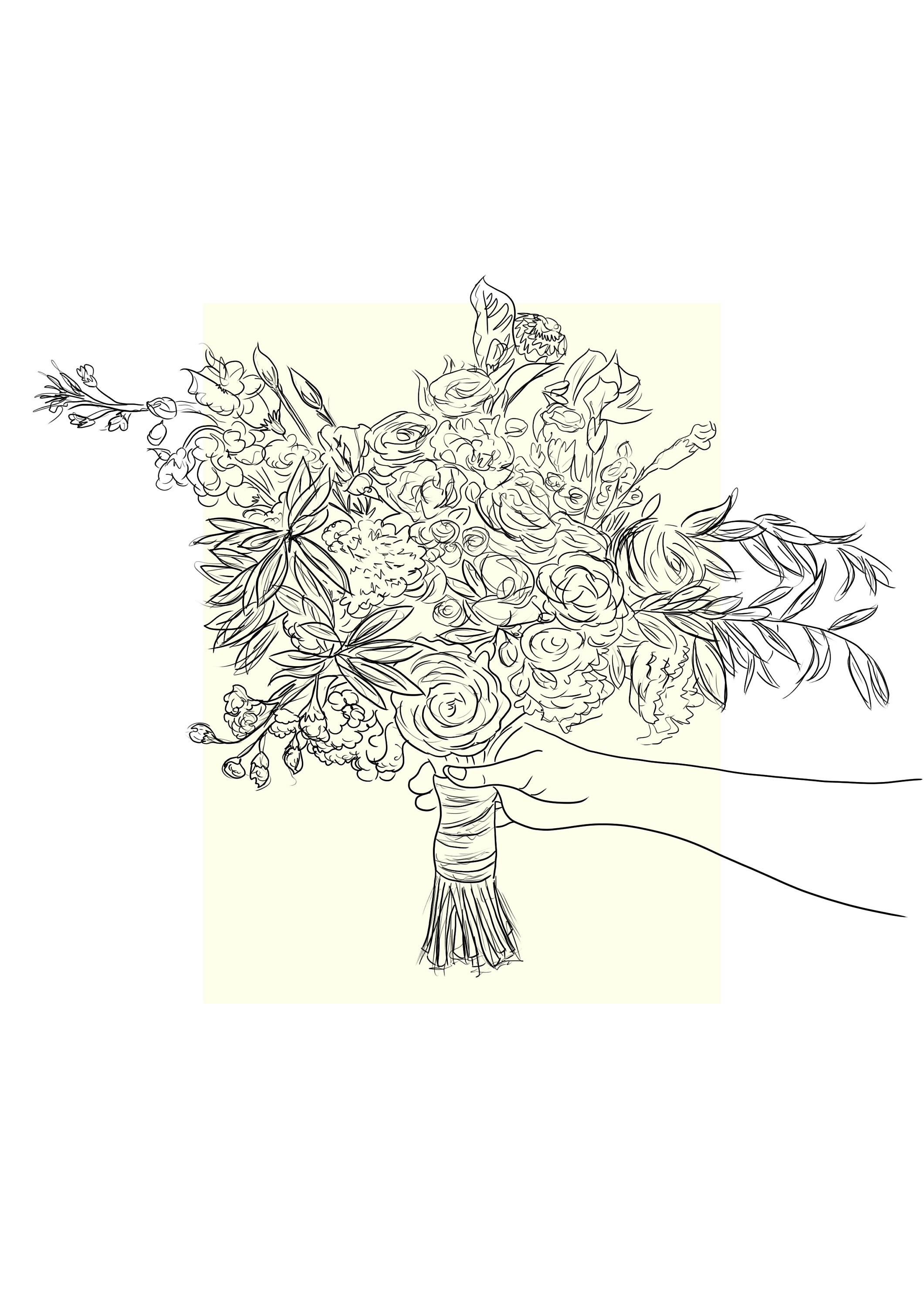 Wedding Bouquet Drawing Illustration - Etsy