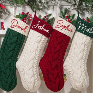 2026 Embroidered Christmas Stocking, Knitted Family Stocking ...