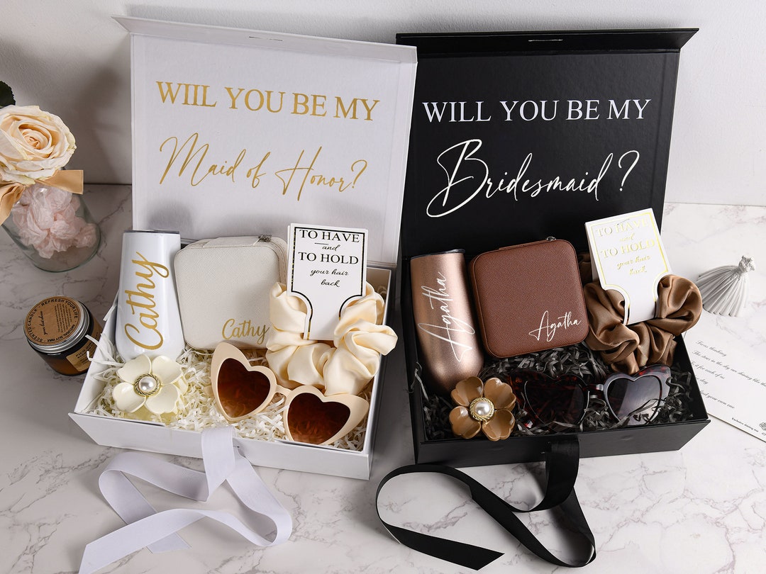 Personalized Bridesmaid Gift Box Set, Custom Name Bridesmaid Proposal ...