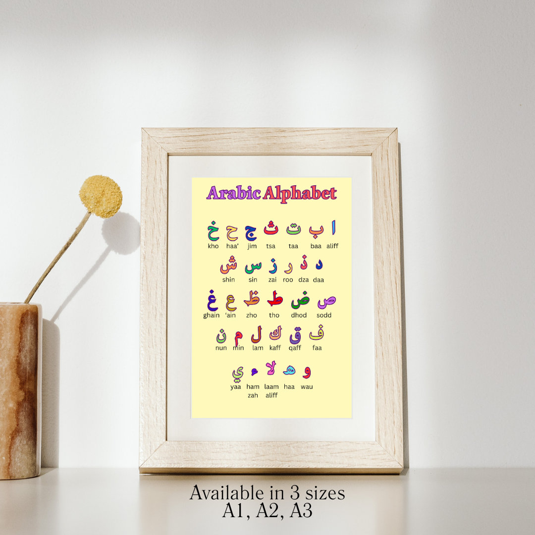 Arabic Alphabet Printable Poster, Colorful Arabic Alphabet Wall Art ...