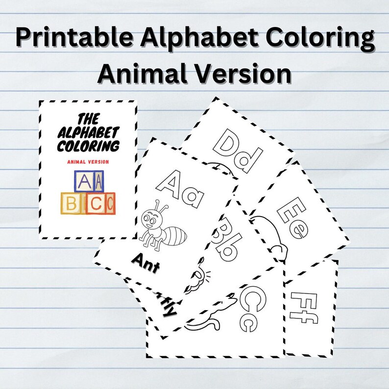 Animal Version Printable Alphabet Coloring Page, Instant Download ...