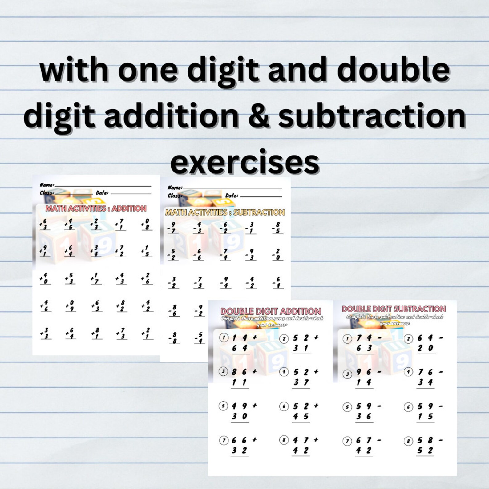 Printable Worksheets of Addition and Subtraction of Preschool - Etsy