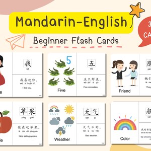 300 Bilingual Chinese Flashcards in Mandarin Chinese & English - Etsy