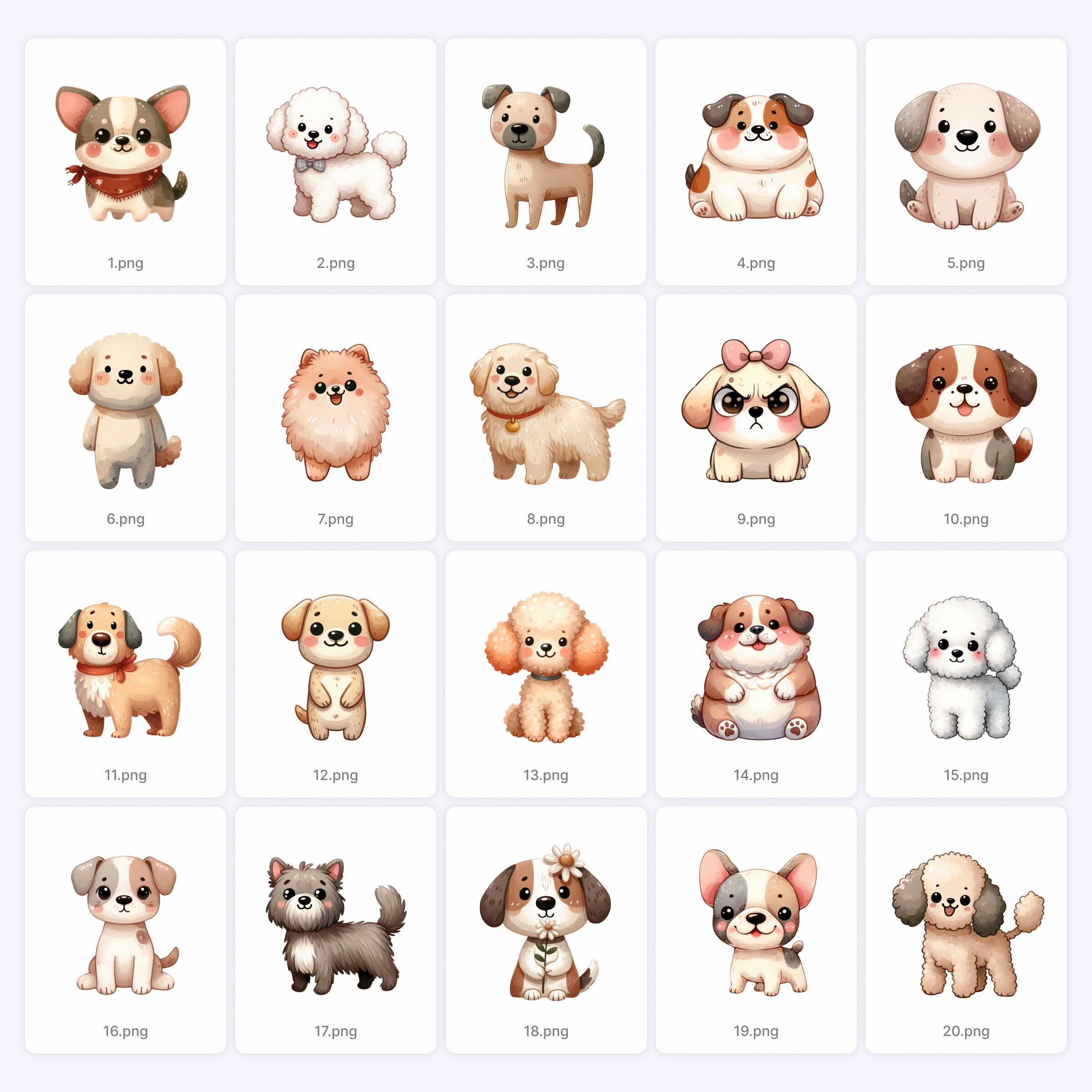 Watercolor Dogs Clipart, 48 Cute Dogs PNG, Puppy Clipart, Dog PNG ...