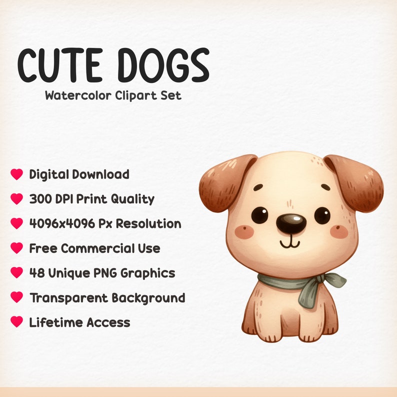 Watercolor Dogs Clipart, 48 Cute Dogs PNG, Puppy Clipart, Dog PNG ...