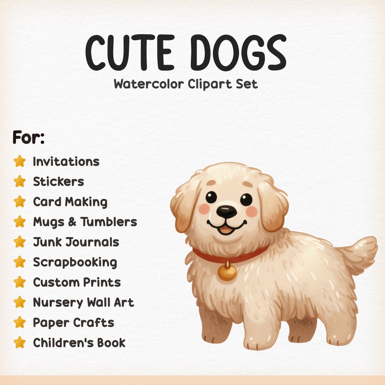 Watercolor Dogs Clipart, 48 Cute Dogs PNG, Puppy Clipart, Dog PNG ...