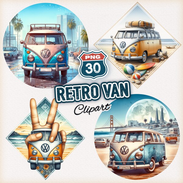 Hippie Van Clipart - Etsy