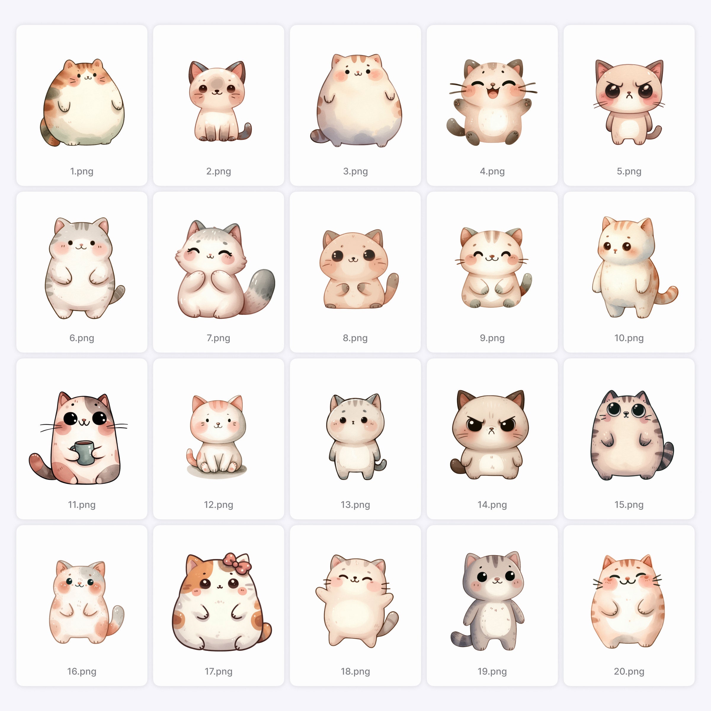 Watercolor Cats Clipart, Cute Cats PNG, Kitten Clipart, Cat PNG, Funny ...