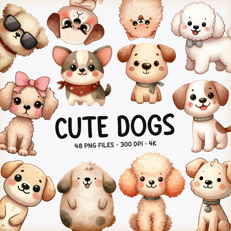 Cute Dog Clipart - Etsy
