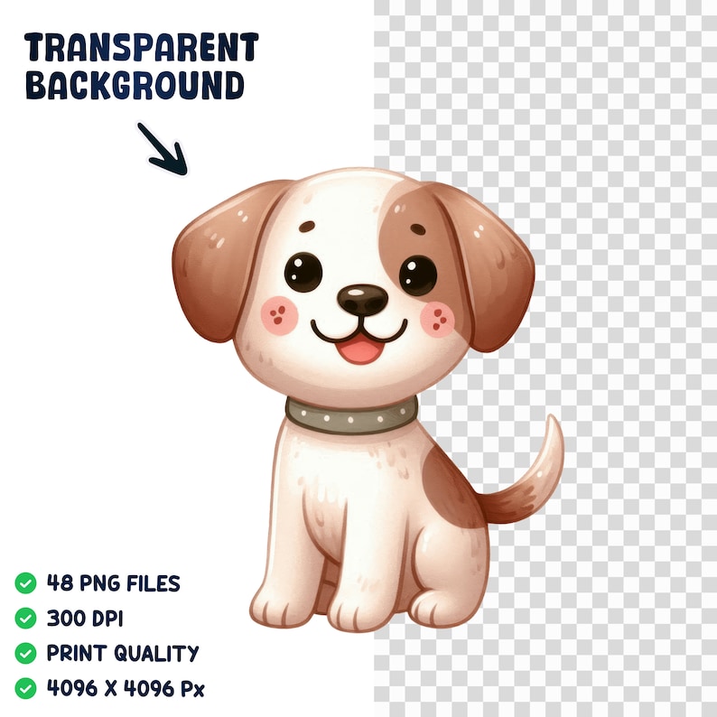 Watercolor Dogs Clipart, 48 Cute Dogs PNG, Puppy Clipart, Dog PNG ...