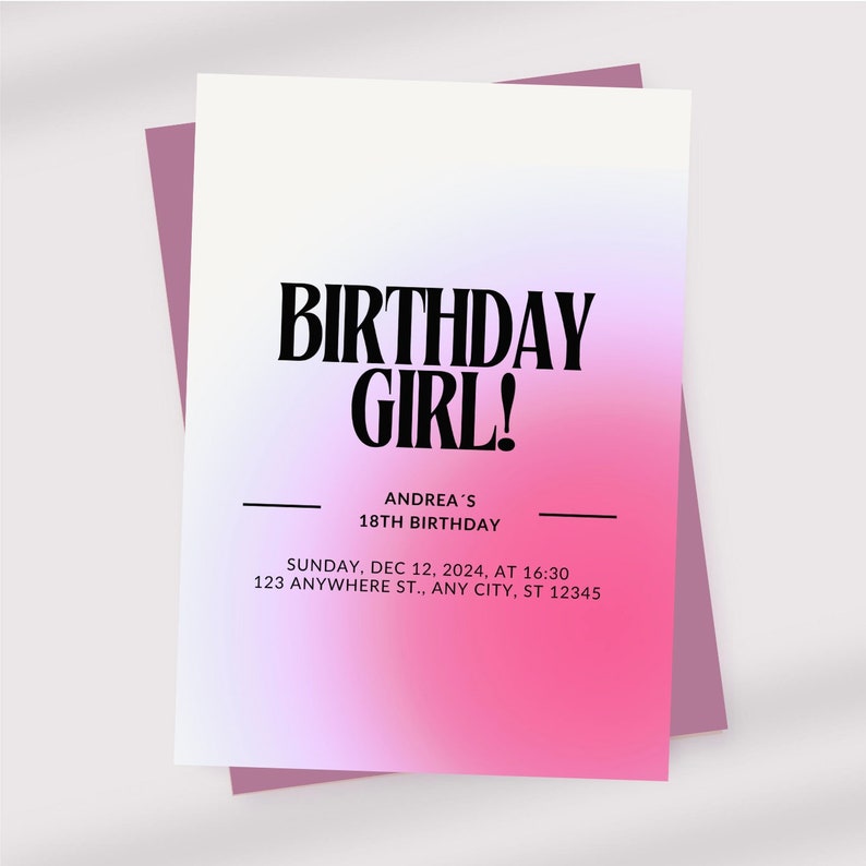 Editable Birthday Invitation Etsy