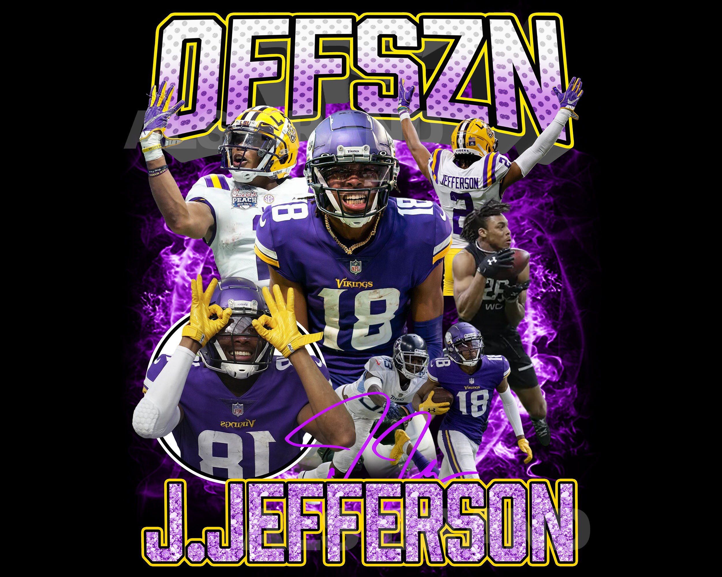 Justin Jefferson PNG, Shirt Design PNG Tee SVG Shirt Vector Shirts Png ...