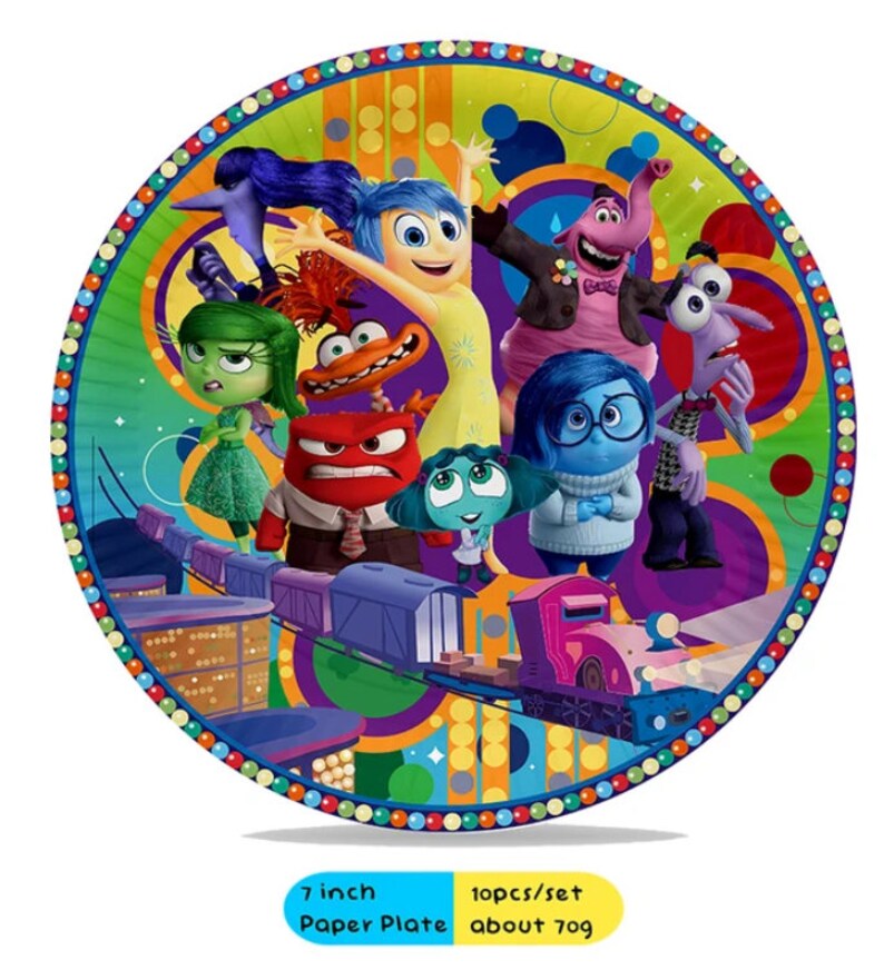 NEW 2024 Disney INSIDE OUT Theme Party Supplies Disposable Tableware ...