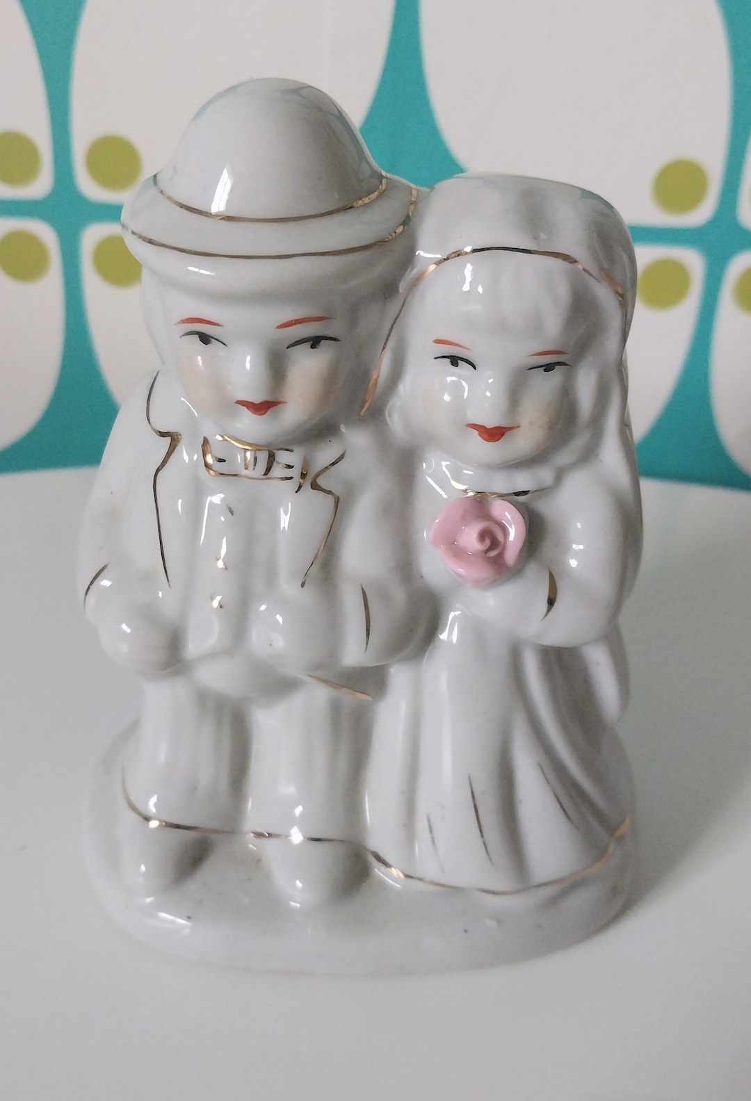 Vintage Ceramic Wedding Cake Topper/figurine Bride and Groom - Etsy