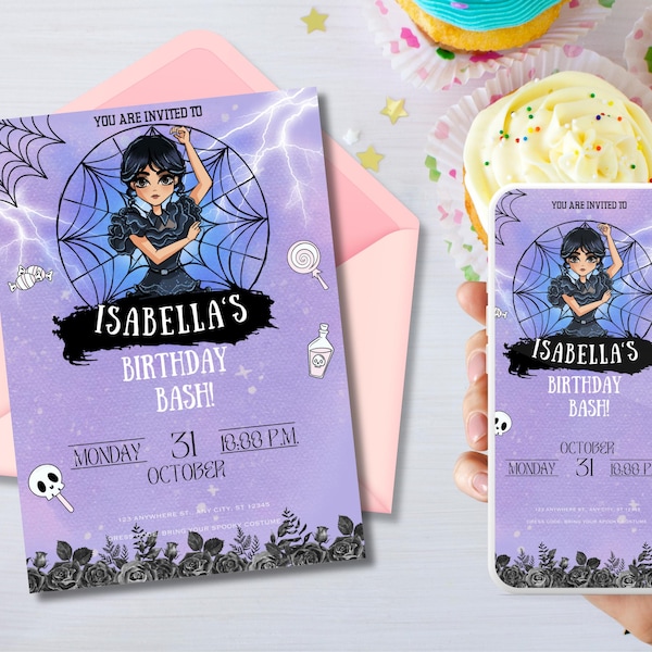 Wednesday Addams Invitation - Etsy