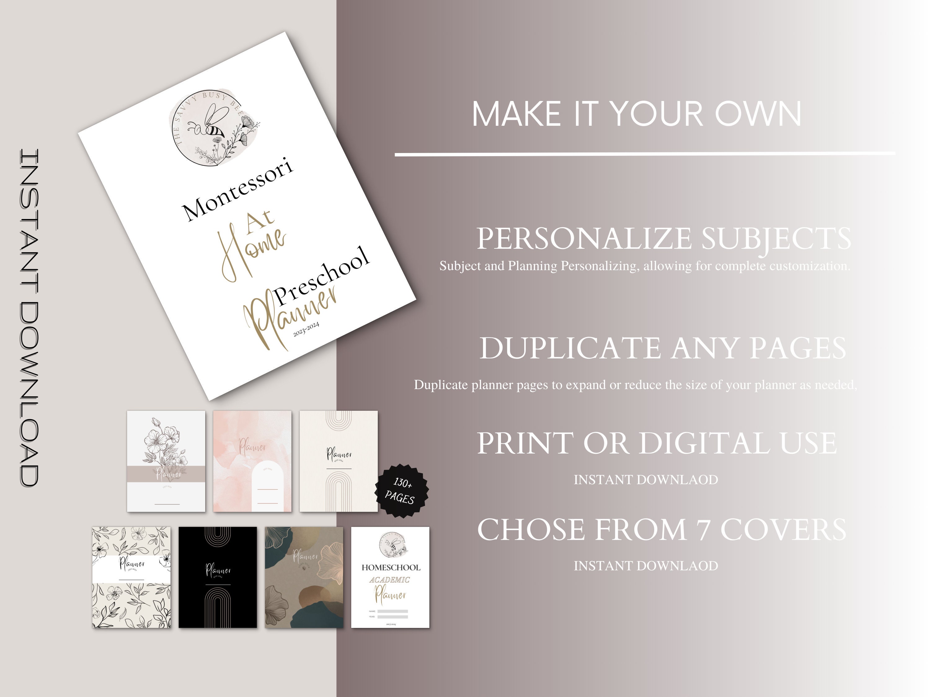 Montessori at Home Preschool Planner, Homeschool Organizer, Planner ...