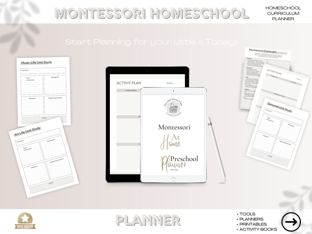 Montessori at Home Preschool Planner, Homeschool Organizer, Planner ...