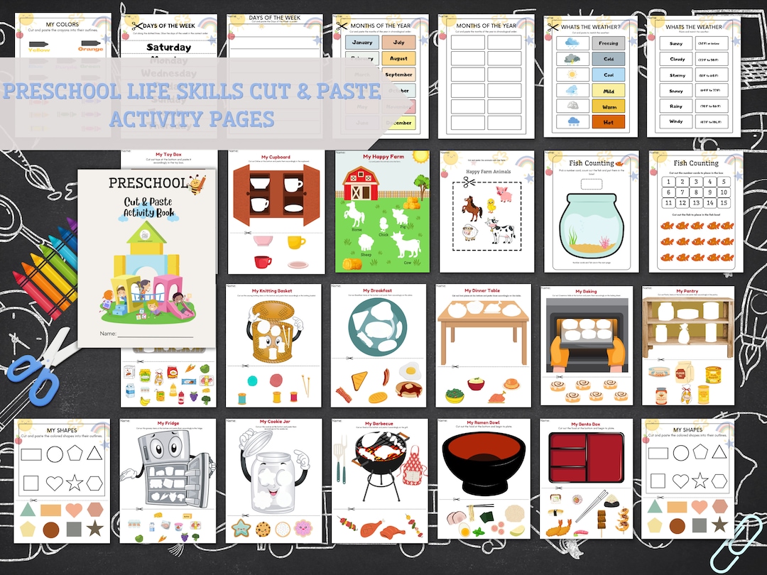 Printable DIY Toddler Cut and Paste, Learning Book, Busy Book ...