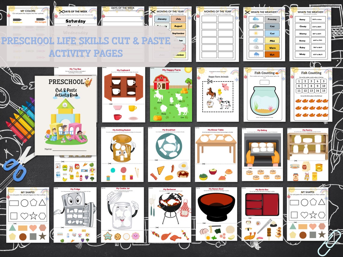 Printable DIY Toddler Cut and Paste, Learning Book, Busy Book ...