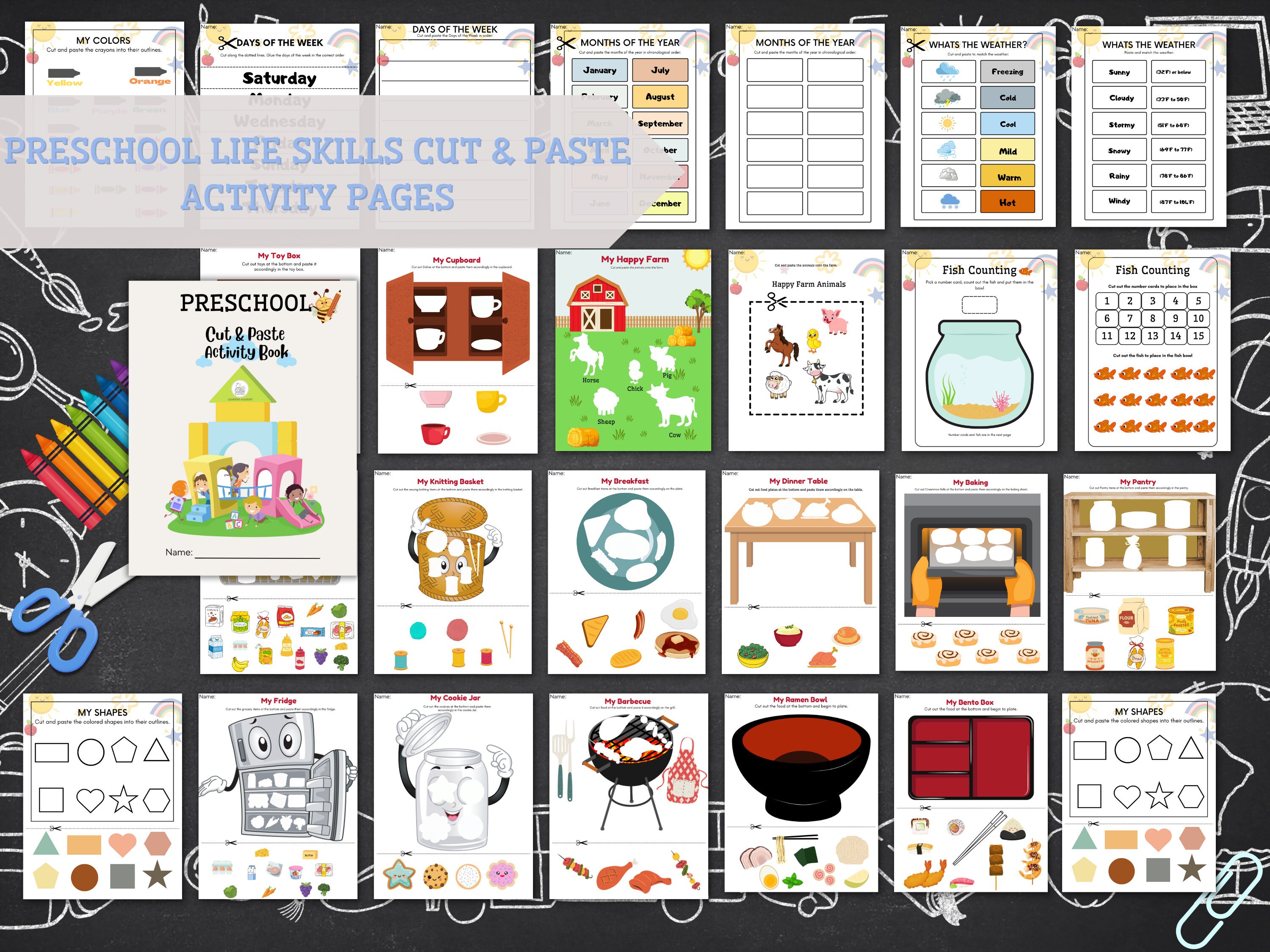 Printable DIY Toddler Cut and Paste, Learning Book, Busy Book ...