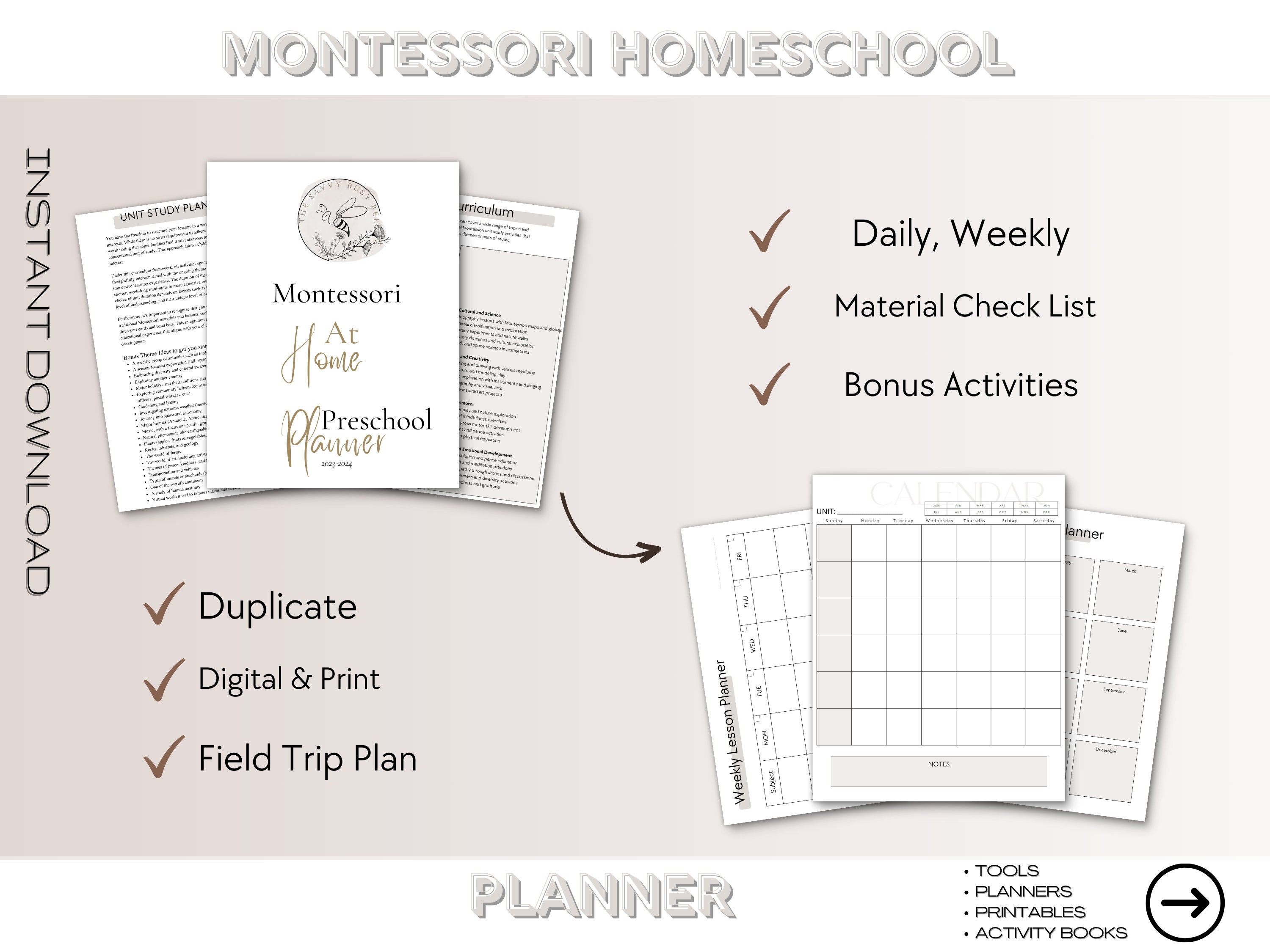 Montessori at Home Preschool Planner, Homeschool Organizer, Planner ...