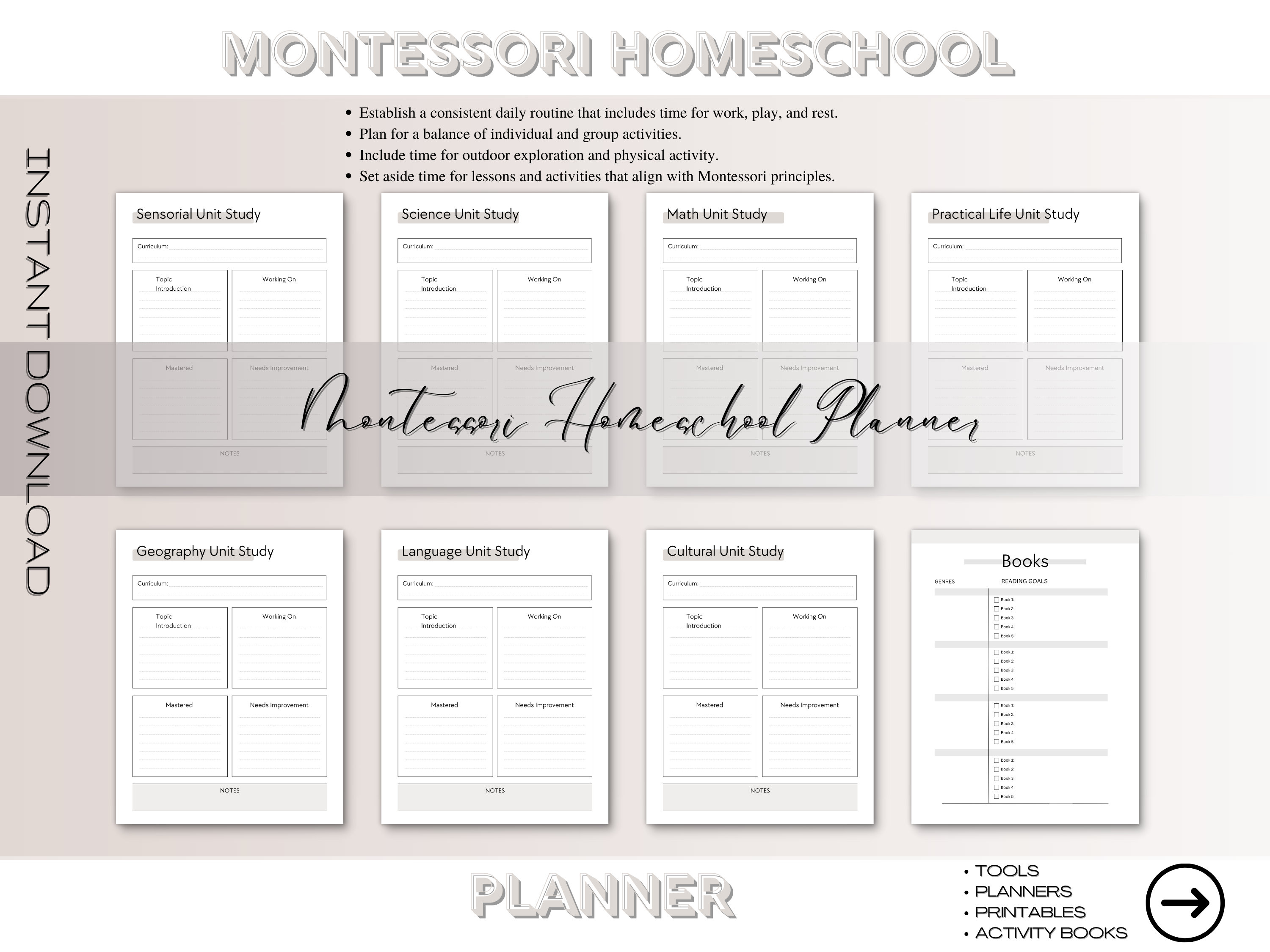 Montessori at Home Preschool Planner, Homeschool Organizer, Planner ...