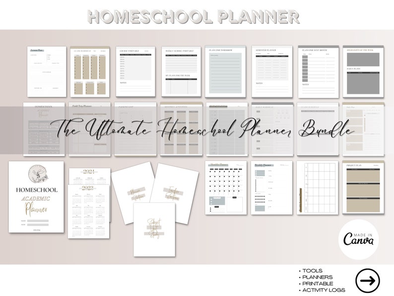 130 Homeschool Academic Planner, Lesson Planner, Homeschool Planner ...