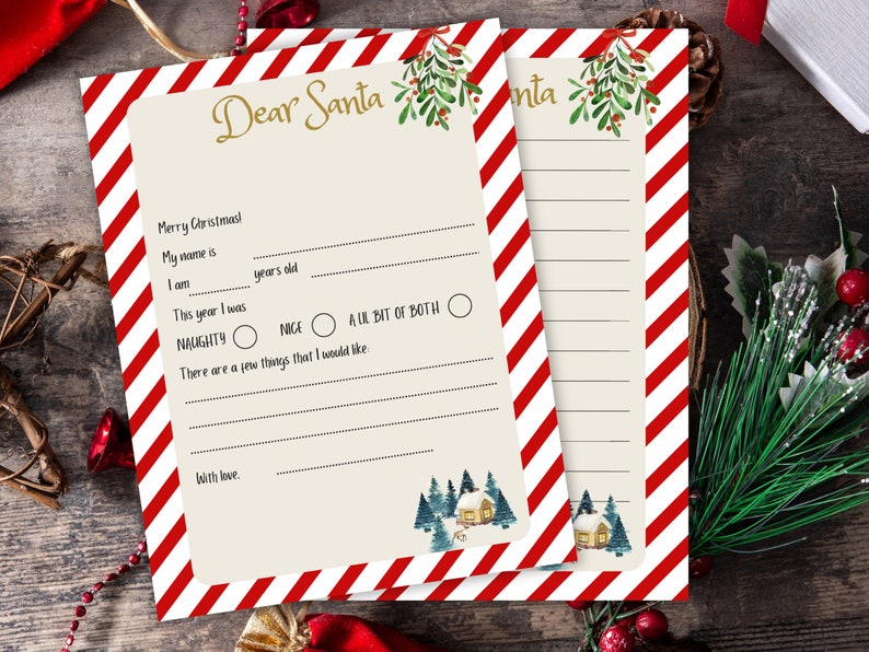 5 Piece Santa Stationary, Letter From Santa, Nice List Certificate ...
