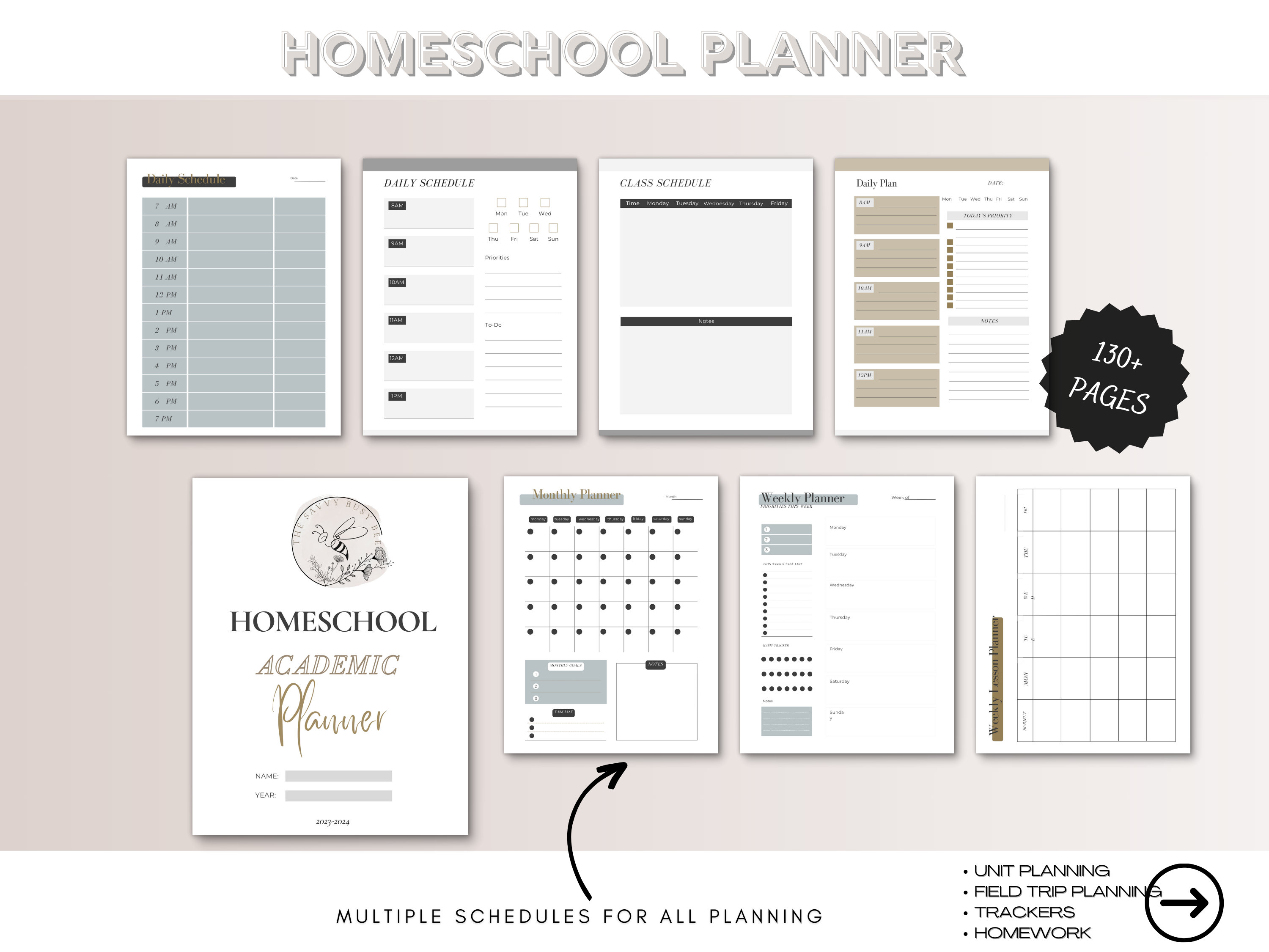 130 Homeschool Academic Planner Lesson Planner Homeschool - Etsy