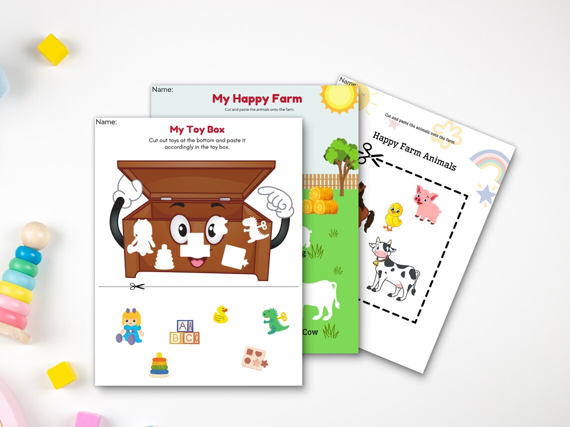 Preschool DIY Activity Bundle Cut and Paste Toddler - Etsy