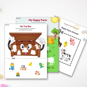 Preschool DIY, Activity Bundle, Cut and Paste Toddler, Montessori ...