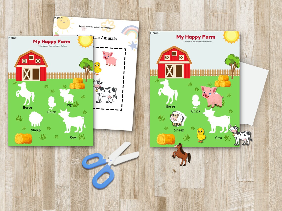 Preschool DIY Activity Bundle Cut and Paste Toddler - Etsy