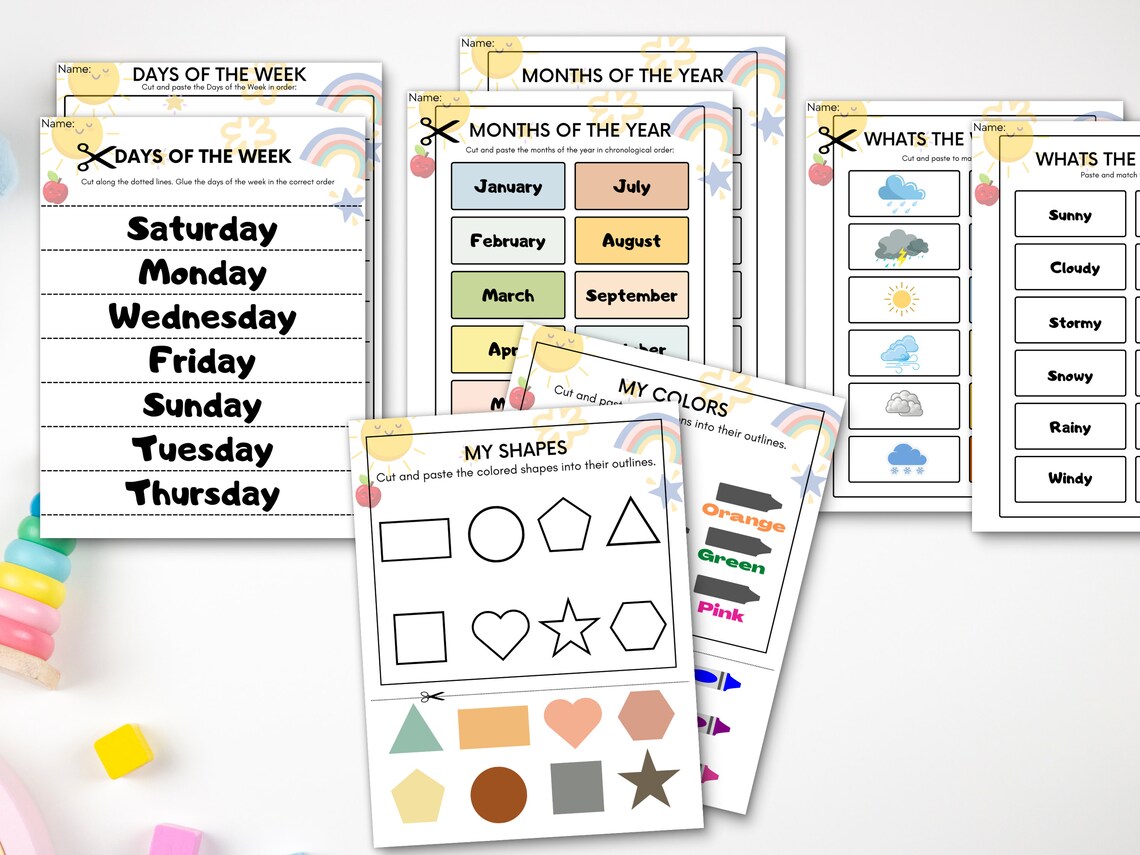 Preschool DIY Activity Bundle Cut and Paste Toddler - Etsy