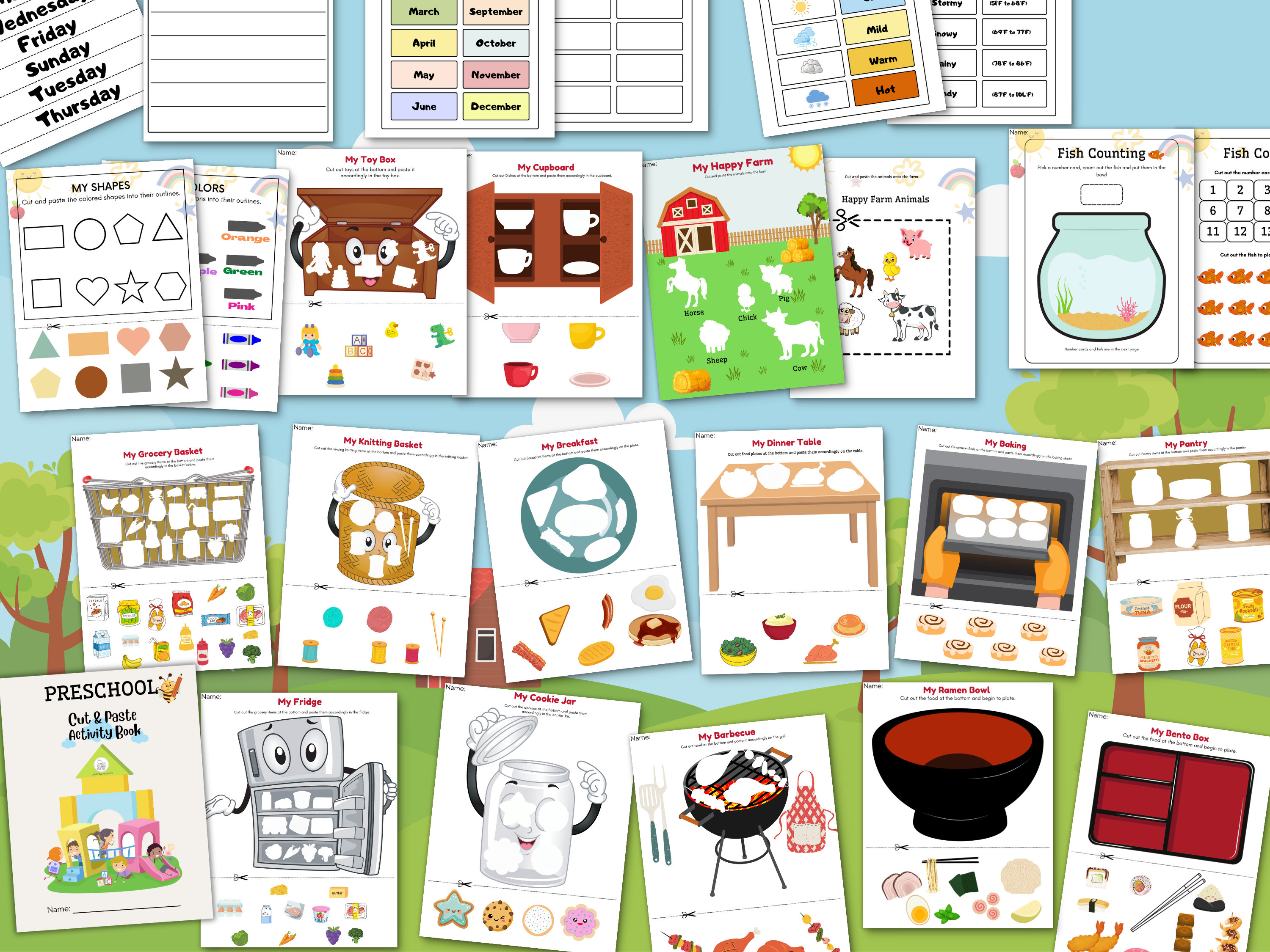 Preschool DIY, Activity Bundle, Cut and Paste Toddler, Montessori ...