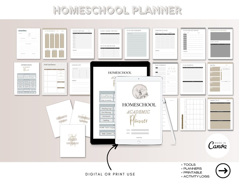 130 Homeschool Academic Planner, Lesson Planner, Homeschool Planner ...
