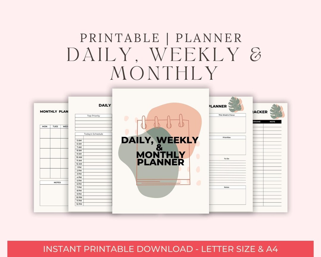 Digital Undated Daily, Weekly & Monthly Planner | 22 Pages | Daily ...