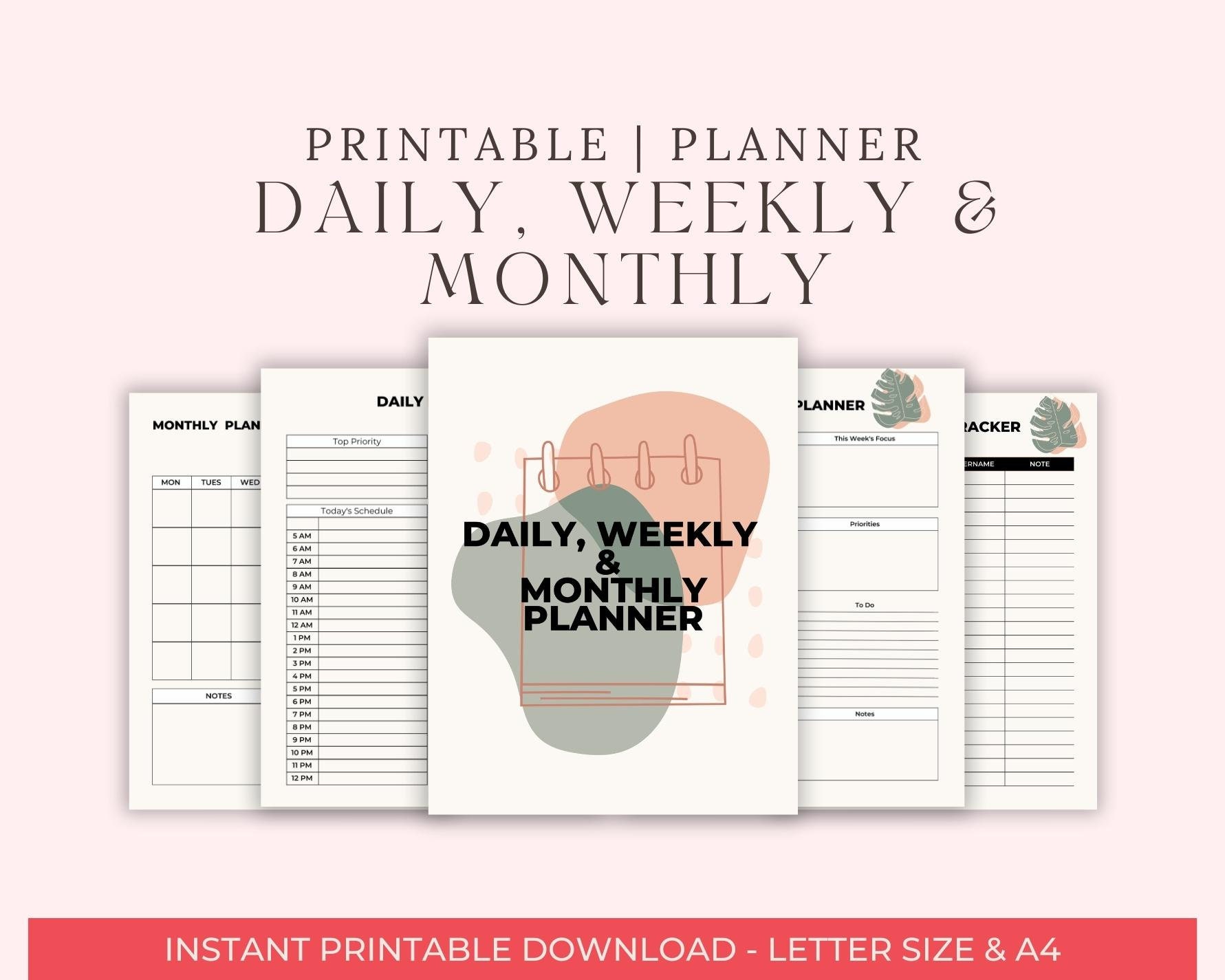 Digital Undated Daily, Weekly & Monthly Planner | 22 Pages | Daily ...
