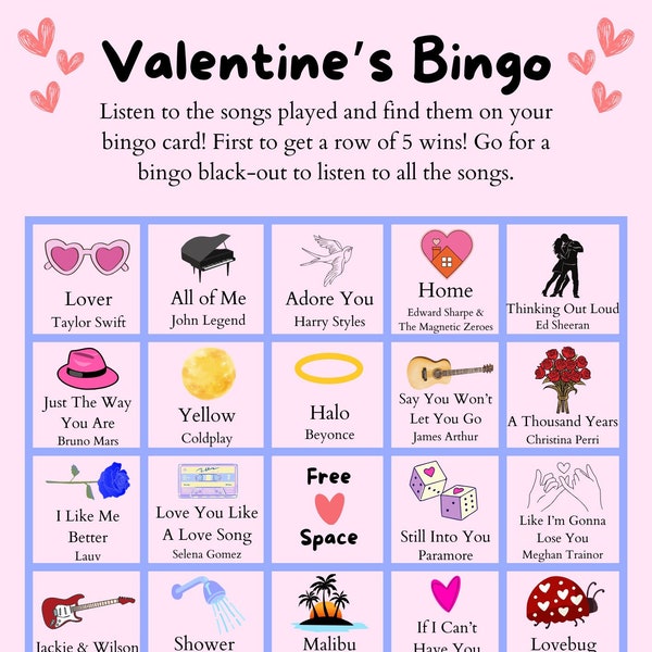 Music Bingo With Playlist - Etsy