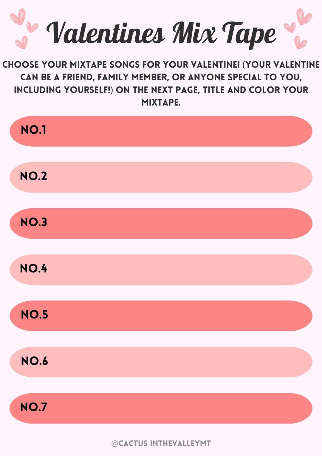 Valentines Music Playlist Printable Intervention, Music Worksheet ...